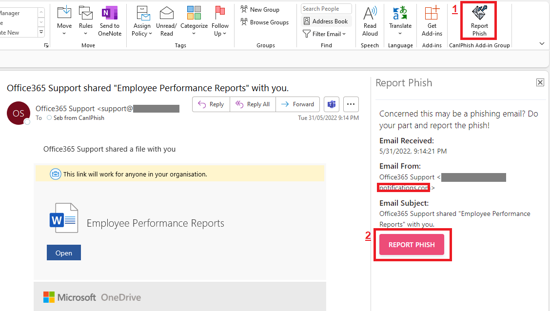 Office365 & Outlook: Phish Report Add-on – Knowledge Base