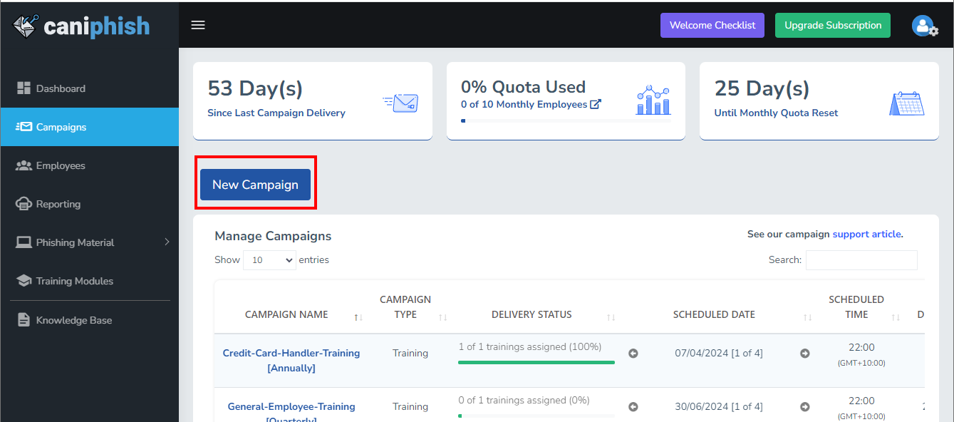 Campaign Creation - Interactive Wizard – Knowledge Base